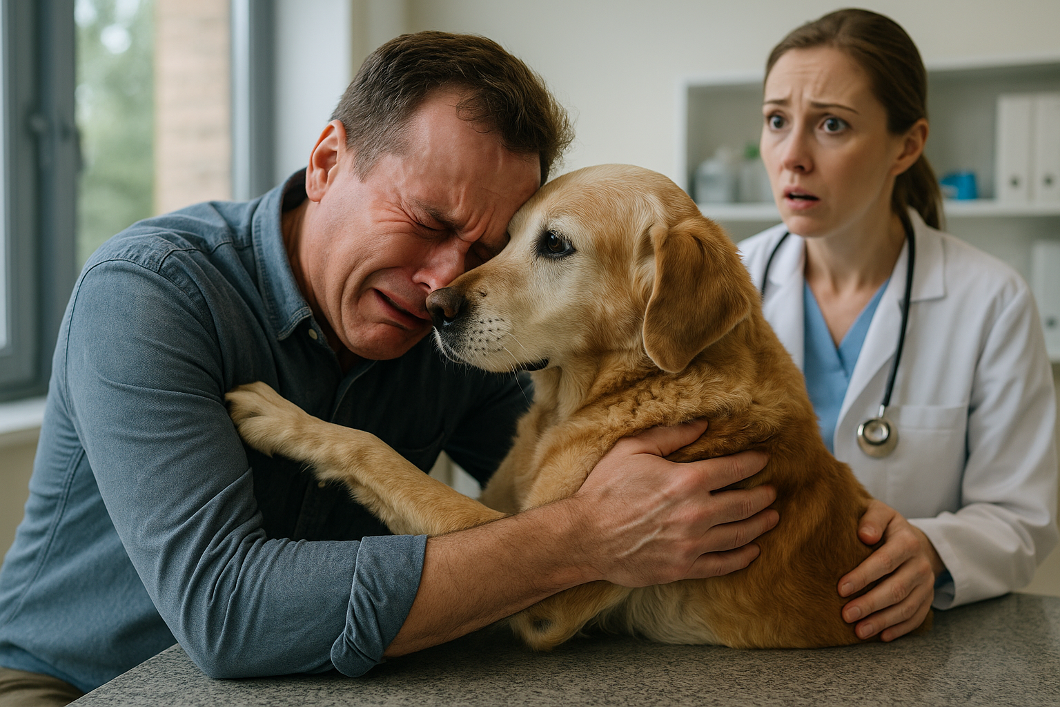 Pidió unos minutos para despedirse de su perro moribundo — y entonces ...